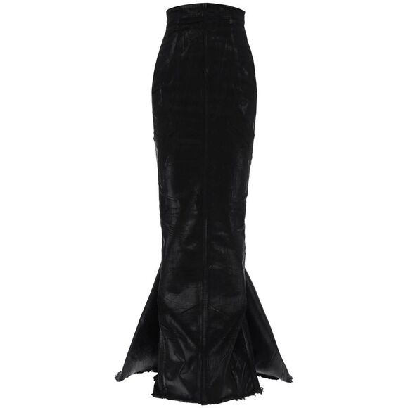 Rick Owens | Skirts | Rick Owens Maxi Denim Skirt With Coated Dirt Pill ...